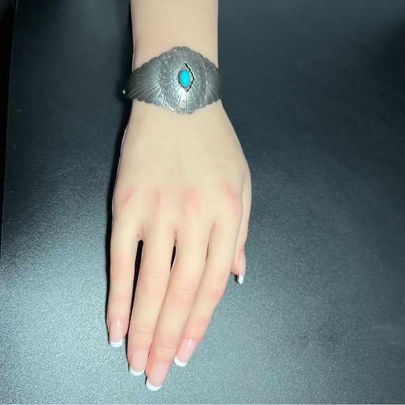 Jewelry | Vintage Navajo Turquoise Shadow Box Concho Cuff Sterling ...